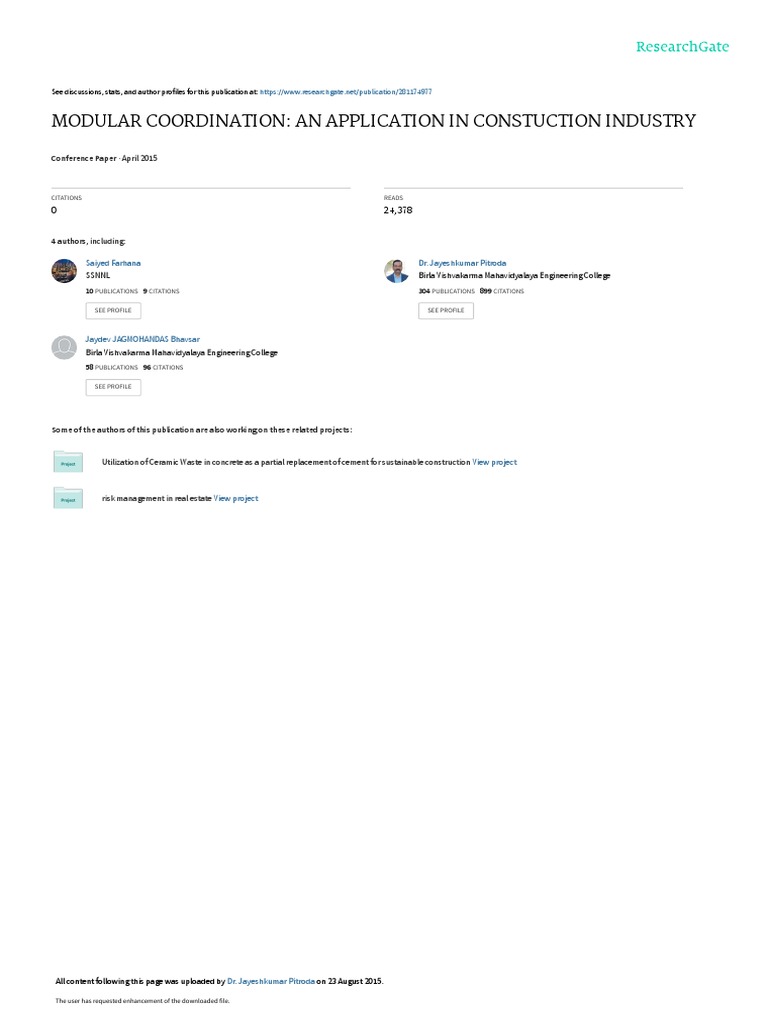 Modular Coordination: An Application in Constuction Industry | PDF ...