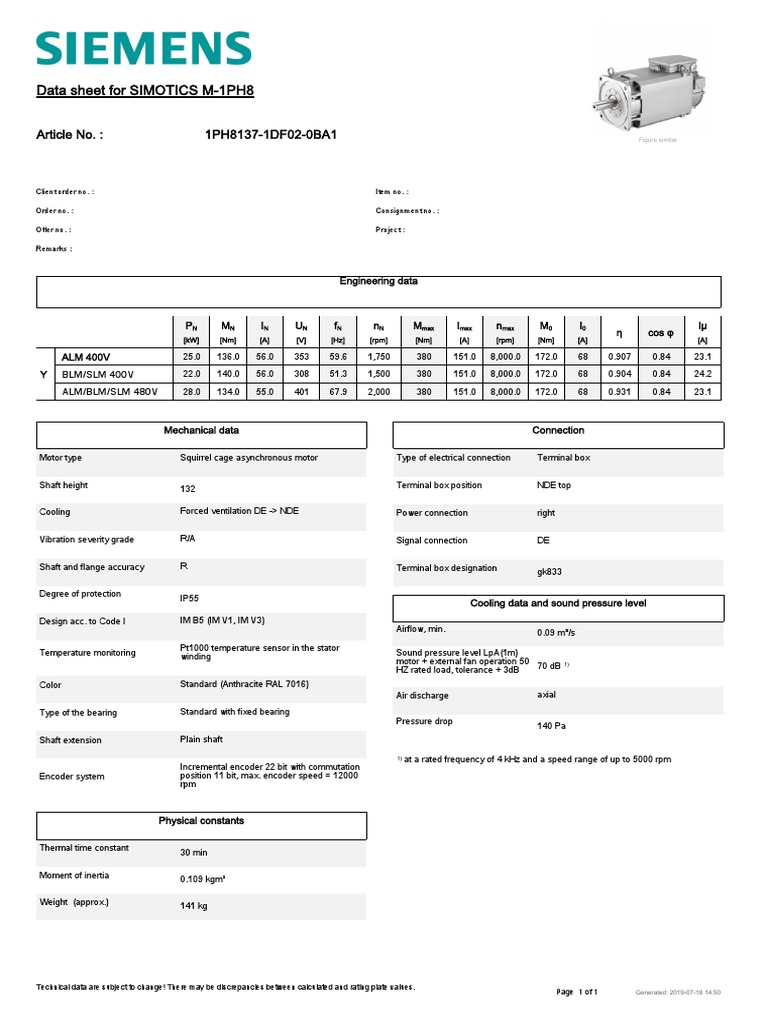1PH8137-1DF02-0BA1 Datasheet en PDF | PDF | Electric Motor | Metrology