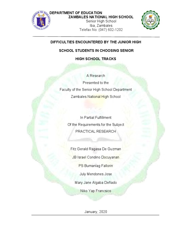 Difficulties Encountered by The JHS Students in Choosing Senior High ...