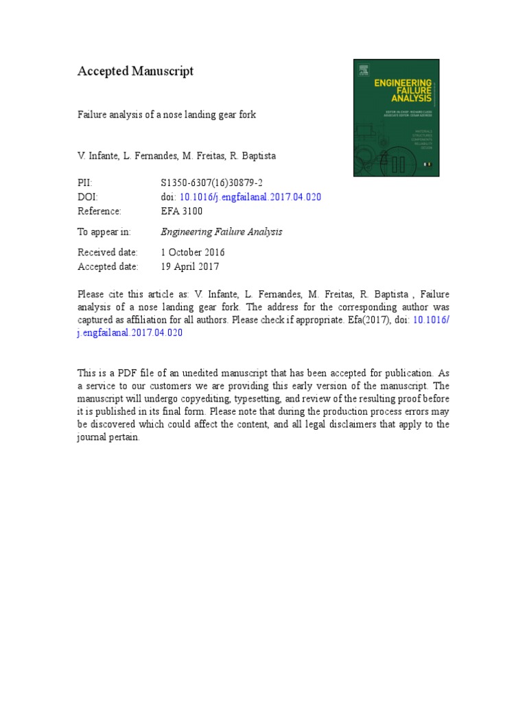 Nose Landing Gear Fork Failure Analysis | PDF | Fracture | Fracture ...