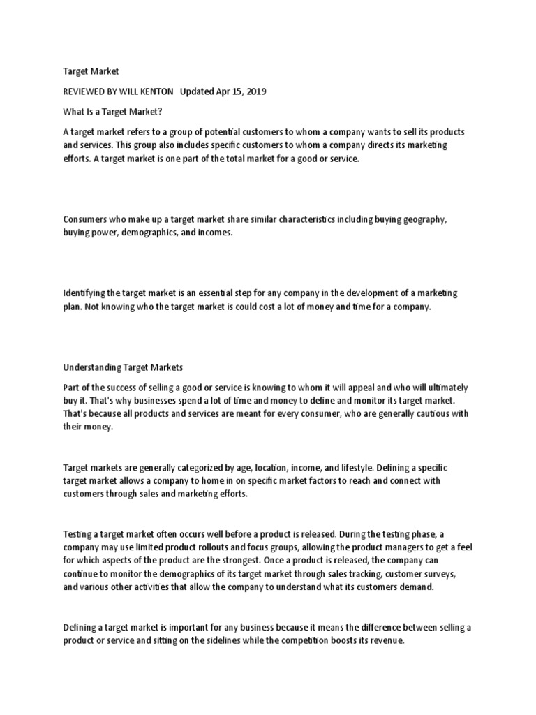 Target Market | PDF | Target Audience | Analytics