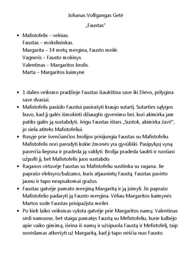 Faustas Santrauka | PDF