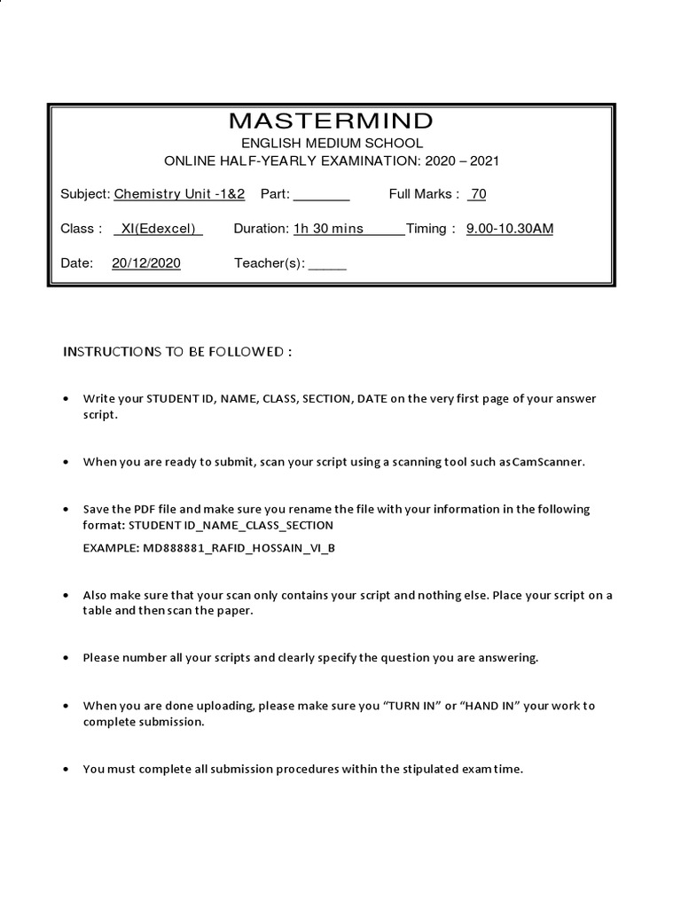 Mastermind: Instructions To Be Followed | PDF | Alkane | Chemical Polarity