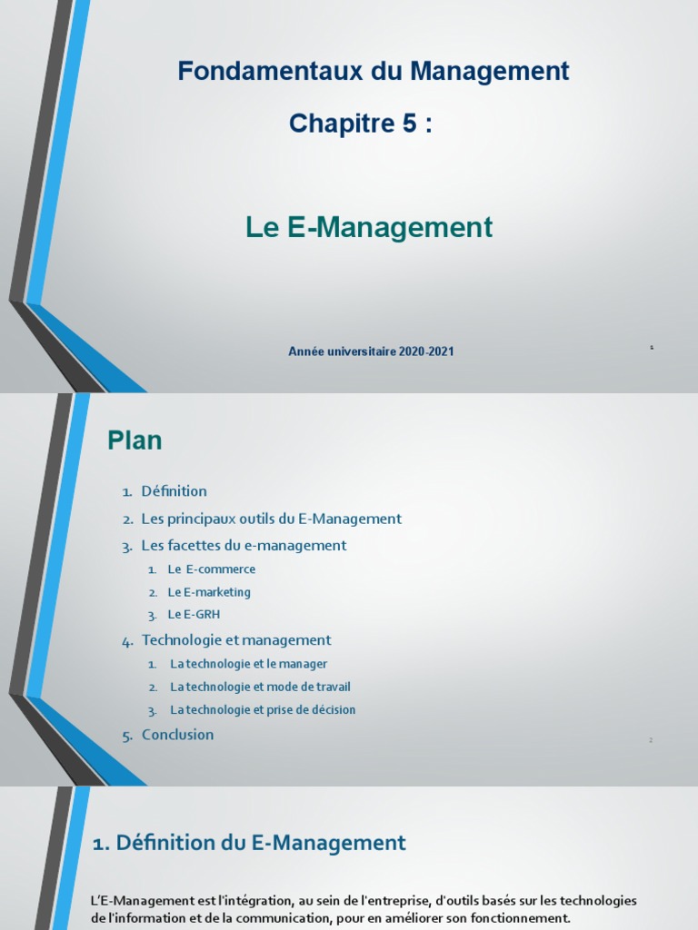 Chapitre 5 - E-Management | PDF | Gestion de la relation client | Technologies de l'éducation