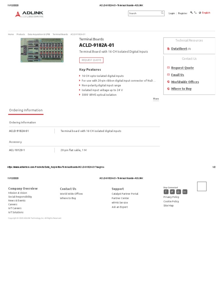 ACLD-9182A-01-Terminal Boards-ADLINK | PDF | Information And Communications Technology ...