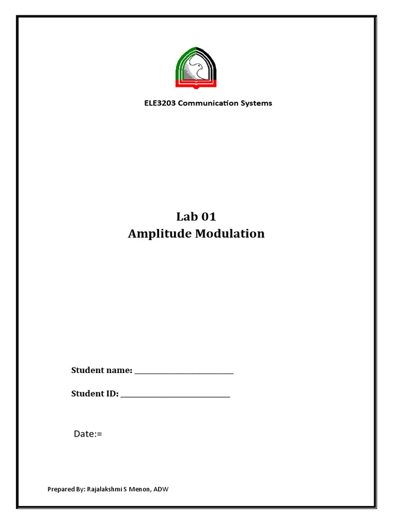LAB01 - Amplitude Modulation - Sep 2020 | PDF | Modulation | Telecommunications Engineering