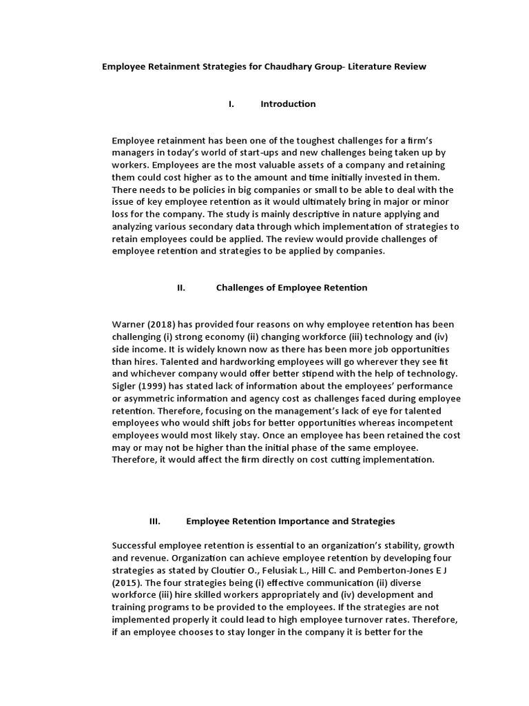 Employee Retainment Strategies For Chaudhary Group | PDF | Employee ...