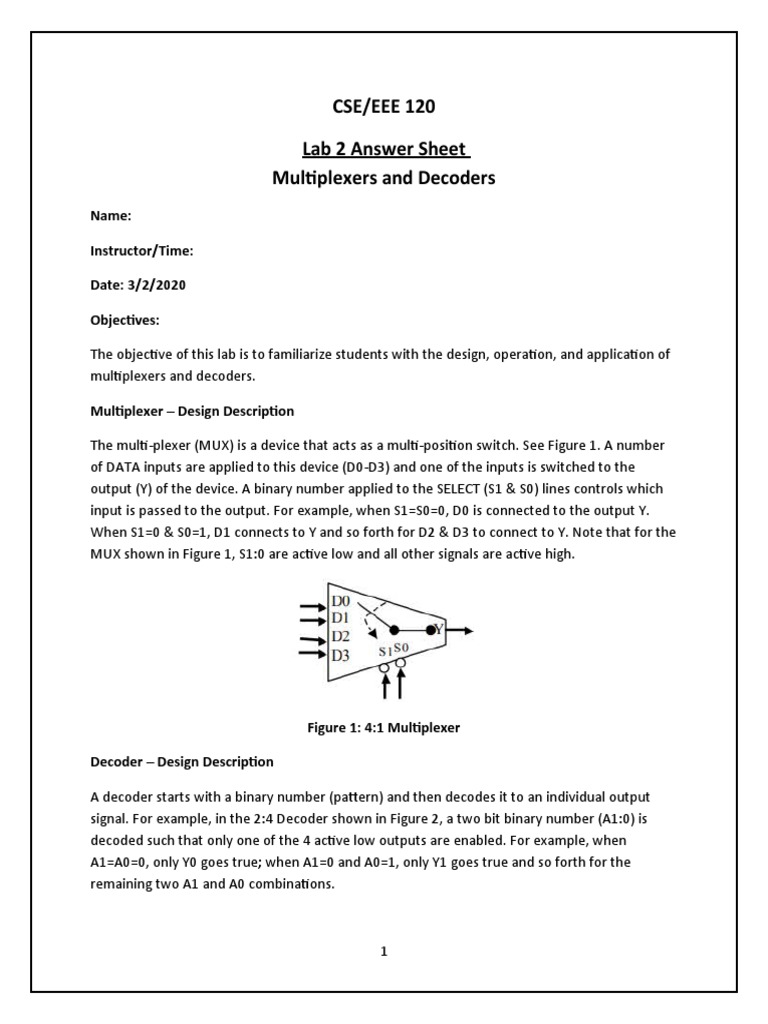 LAb 2 Multiplexer and Decoder | PDF | Computer Science | Computer Engineering