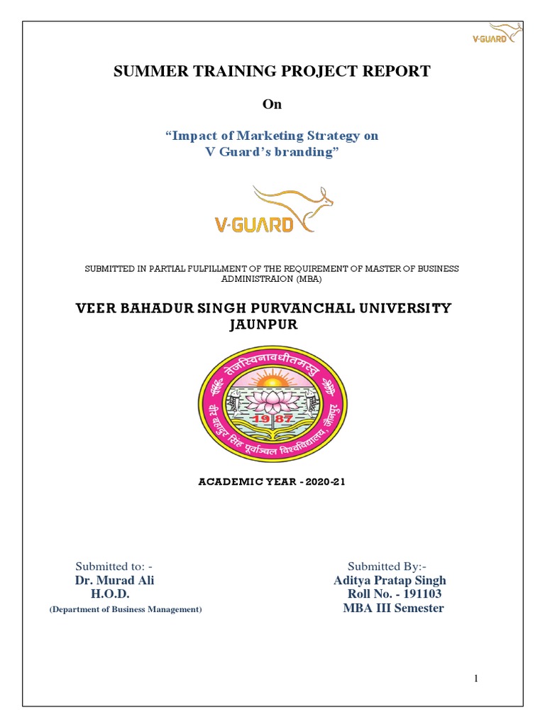 Summer Training Project Report: "Impact of Marketing Strategy On V ...