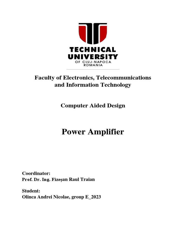 Power Amplifier Faculty Of Electronics Telecommunications And
