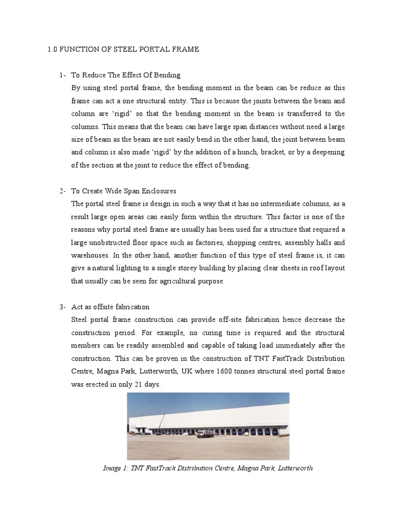 Function of Steel Portal Frame | PDF