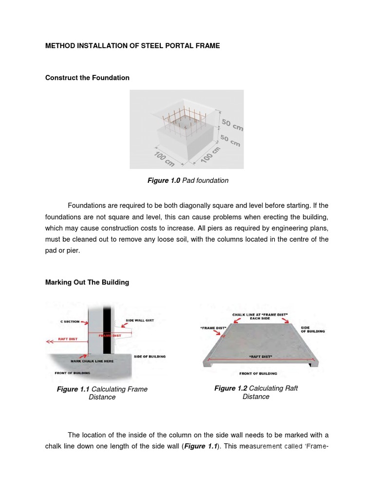 Method Installation of Steel Portal Frame | PDF | Roof | Wall