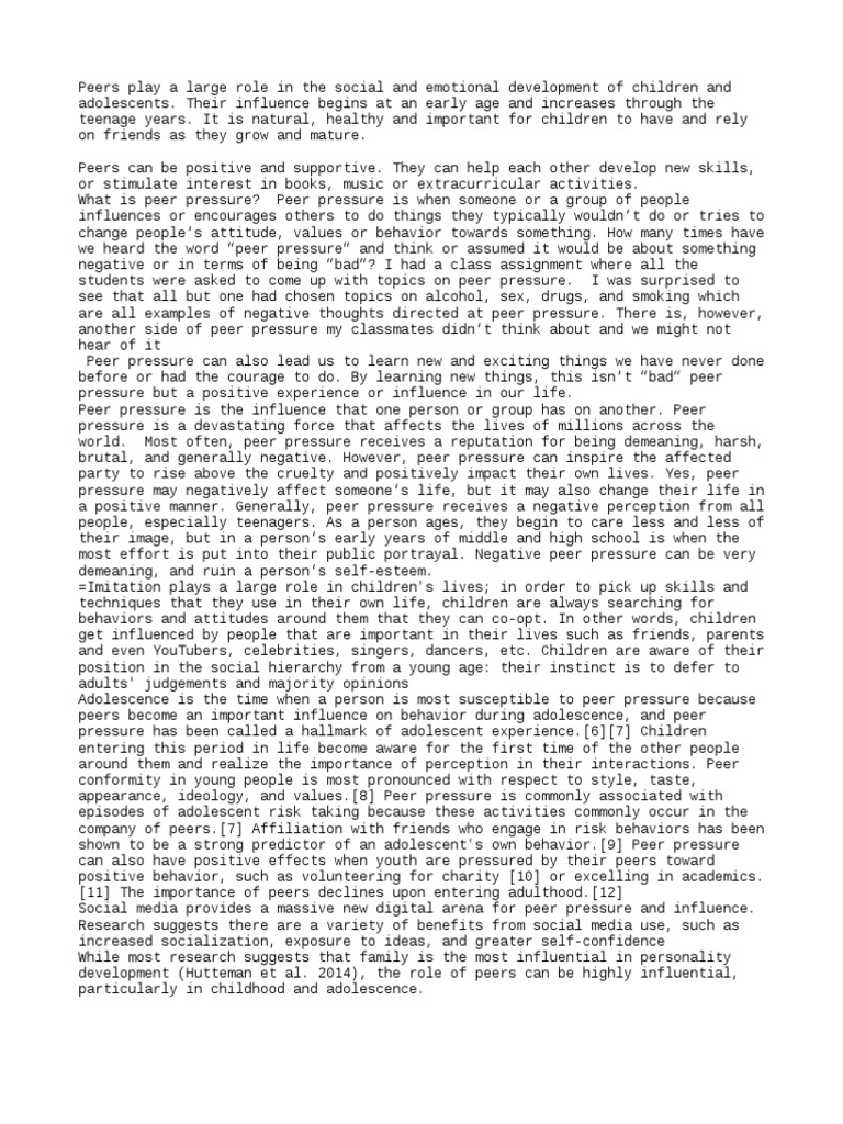 Peer Pressure | PDF | Adolescence | Human Nature