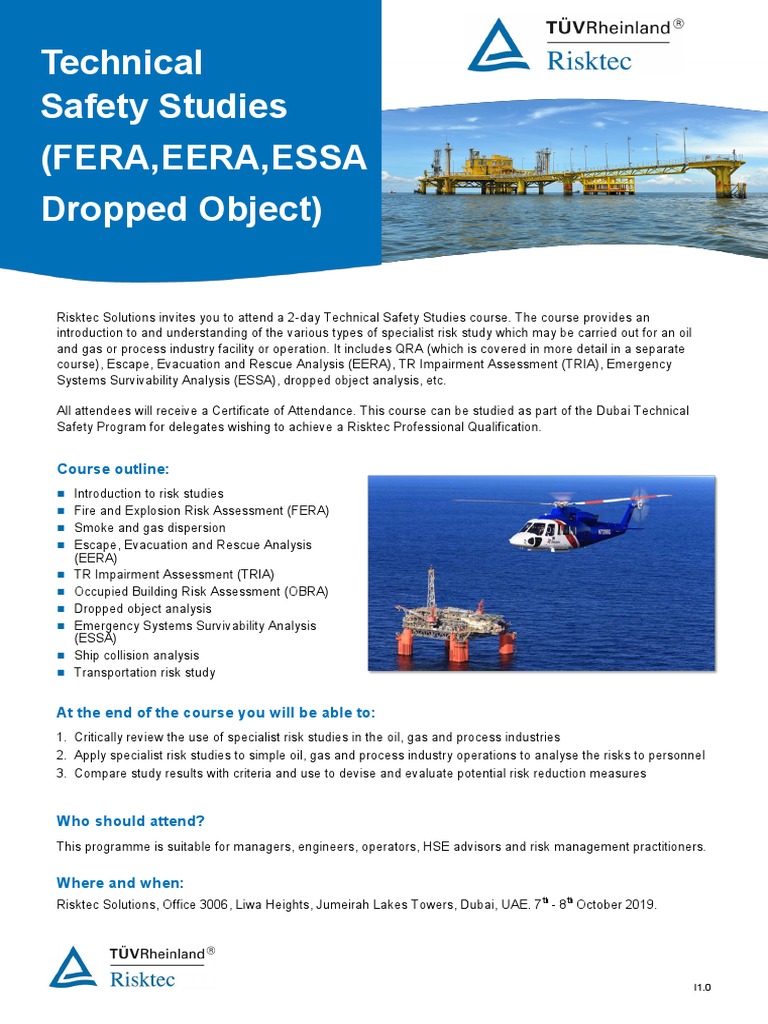 Technical Safety Studies (Fera, Eera, Essa Dropped Object) : Course ...