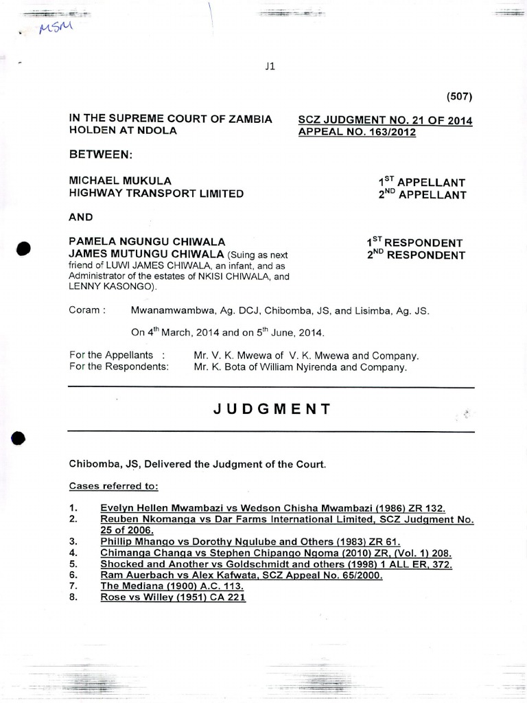 21.163-2012-Michael Mukula & 1 Other and Pamela N. Chiwala & 1 Other | PDF