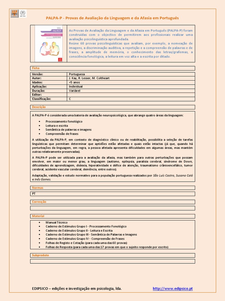 Palpa P | PDF | Dislexia | Psicologia Aplicada