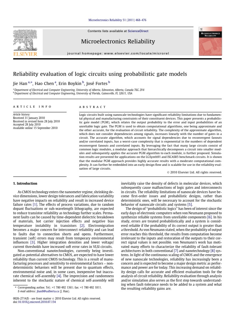 Microelectronics Reliability: Jie Han, Hao Chen, Erin Boykin, José ...