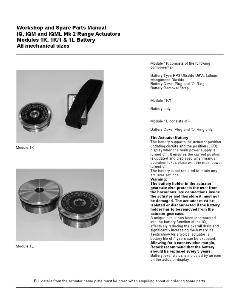 Workshop and Spare Parts Manual IQ, IQM and IQML MK 2 Range Actuators ...