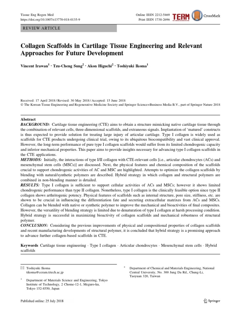 Collagen Scaffolds in Cartilage Tissue Engineering and Relevant ...
