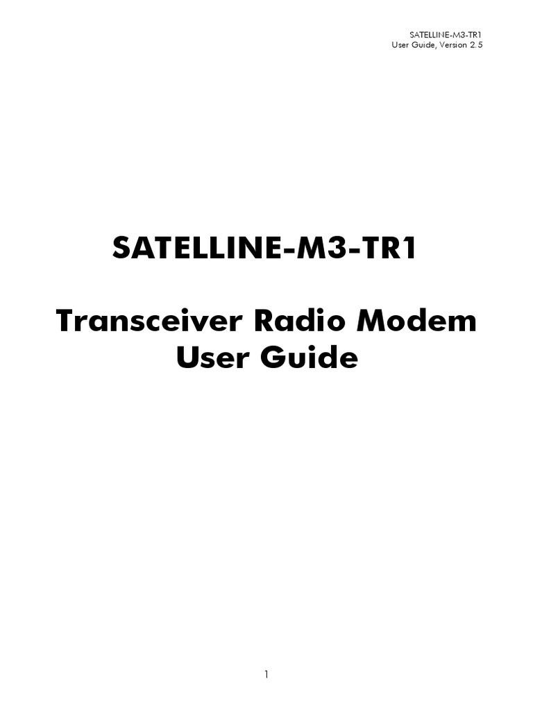 Satelline-M3-Tr1 Transceiver Radio Modem User Guide | PDF ...