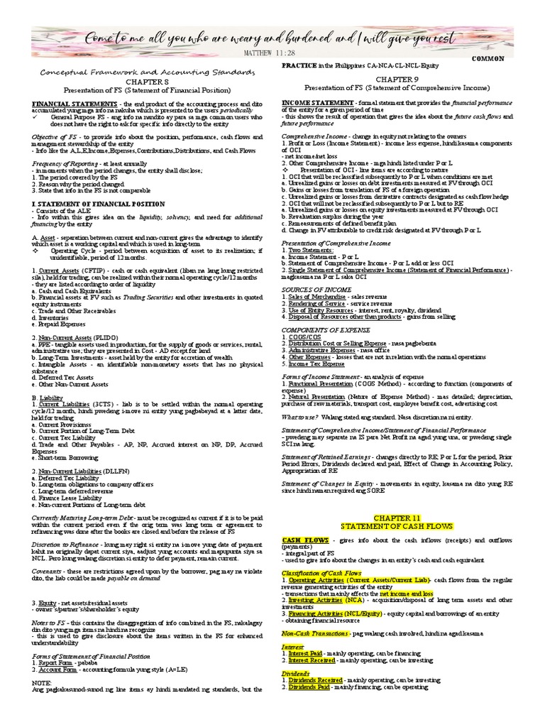 CFAS Chapter 8-9, 11 Financial Statements | PDF | Income Statement | Equity (Finance)