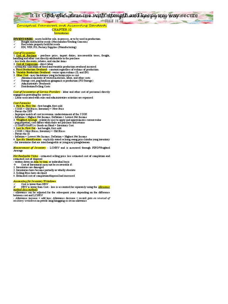 CFAS Chapter 10 Inventory | PDF | Cost Of Goods Sold | Inventory
