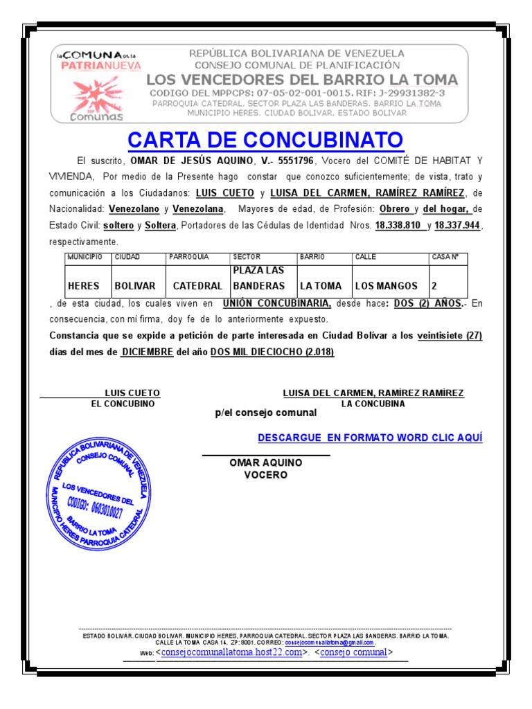 Carta de Concubinato | PDF | Violencia