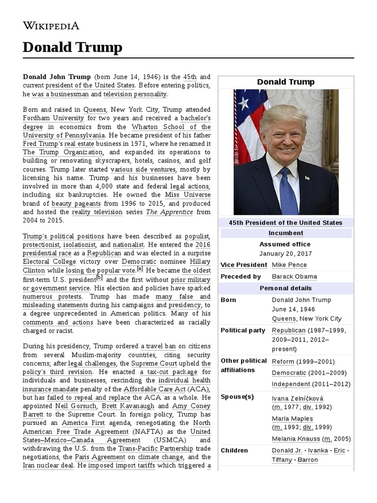 Donald Trump | PDF | Donald Trump | American Government