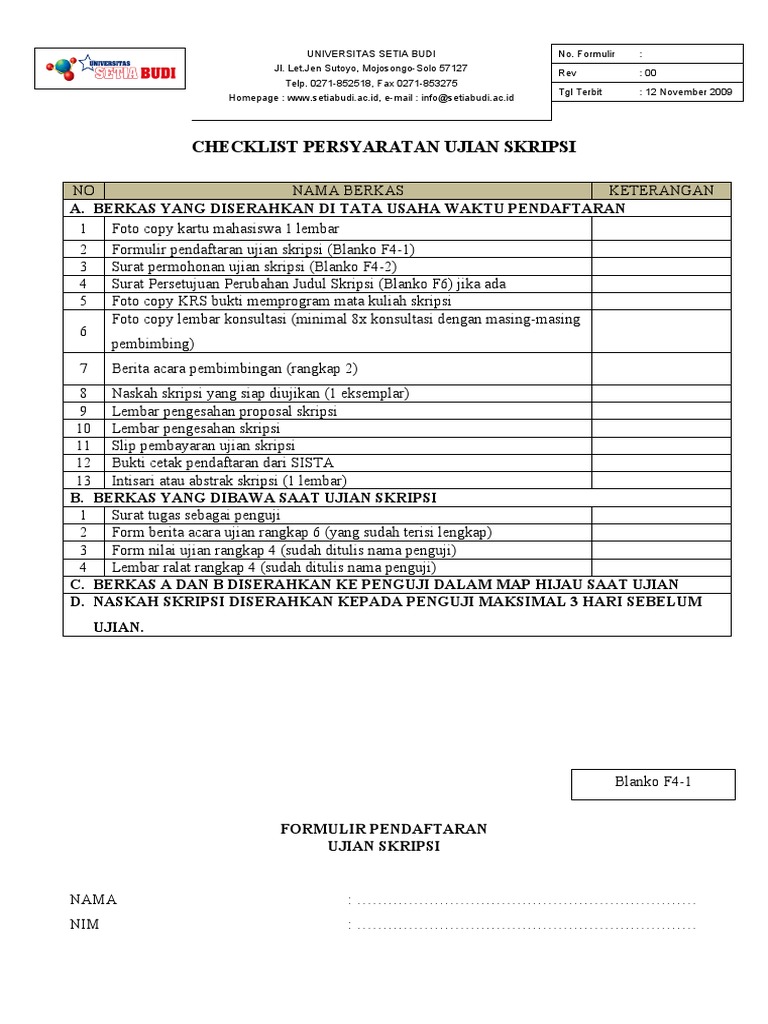 Checklist Persyaratan Ujian Skripsi | PDF
