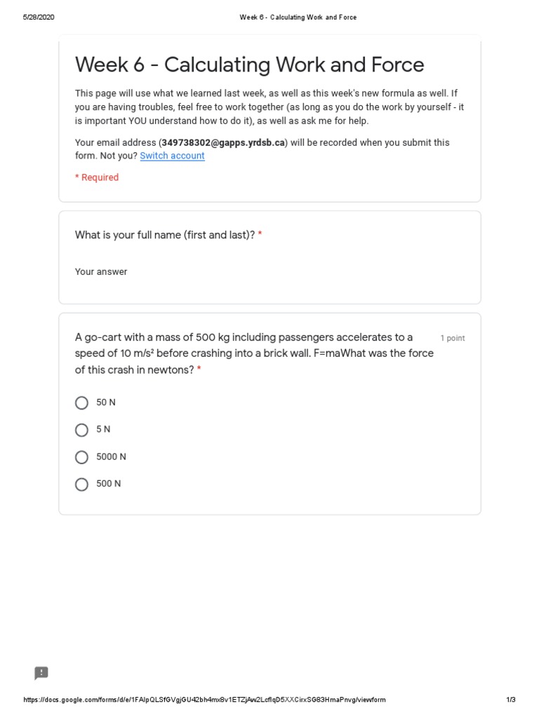 Week 6 - Calculating Work and Force PDF | Download Free PDF | Metrology ...
