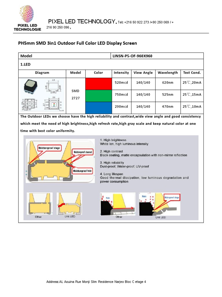 SMD LED Display Specifications and Details | PDF | Display Resolution ...