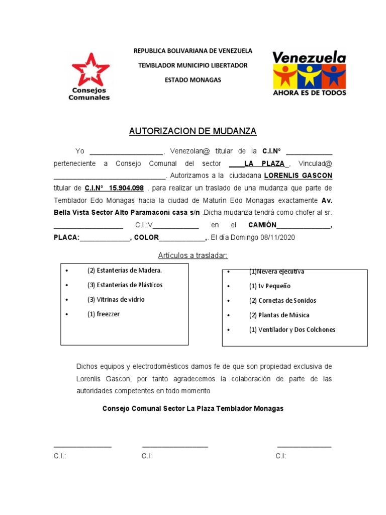 Permiso Mudanza | PDF