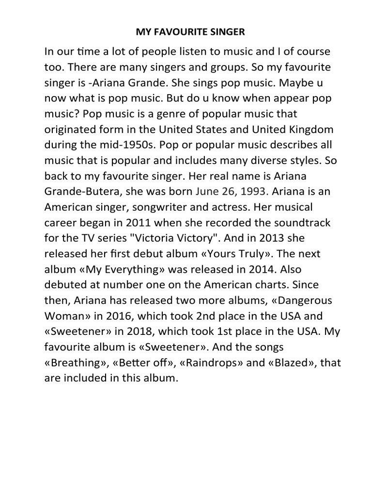 My Favourite Singer | PDF