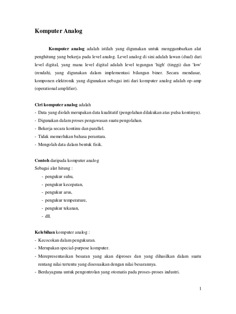 Komputer Analog | PDF | Bisnis | Teknologi & Rekayasa