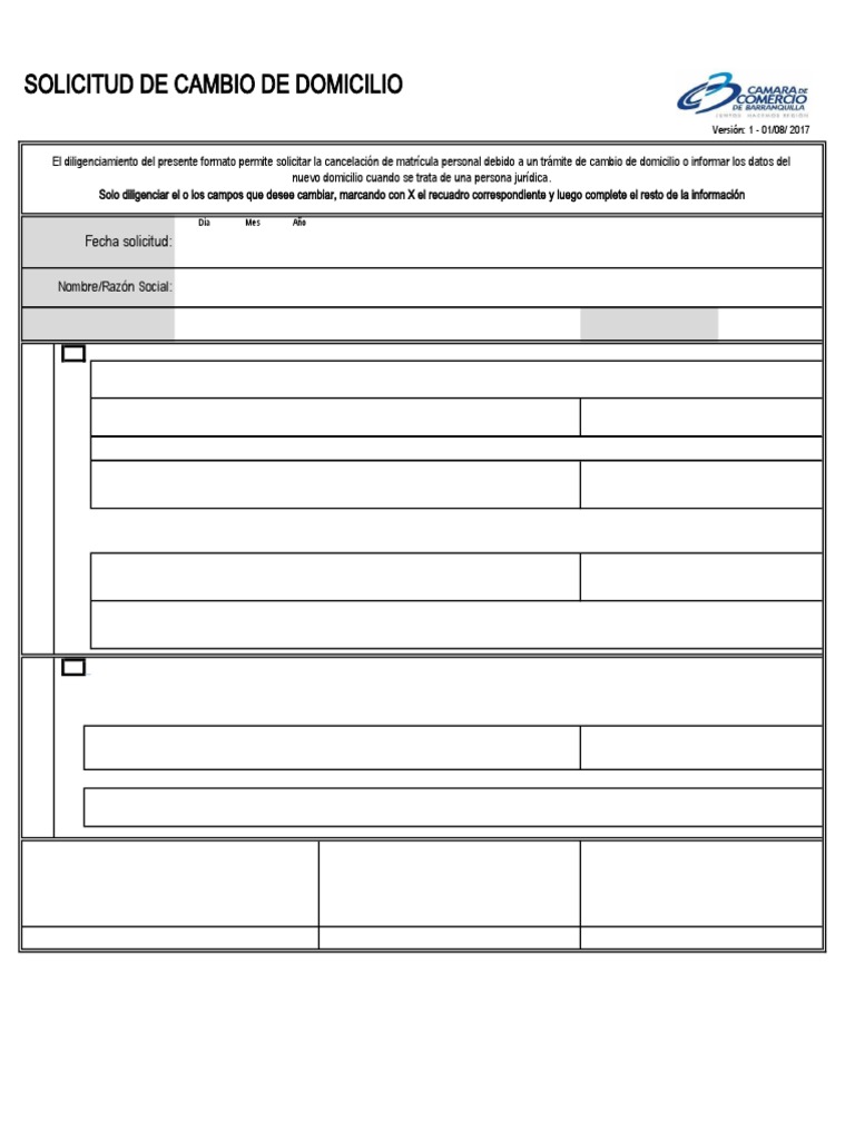 4 Formato Cambio de Domicilio | PDF | Gobierno y personalidad | Business