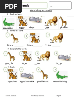 Wild Animals Vocabulary Esl Missing Letters in Words Worksheets For ...