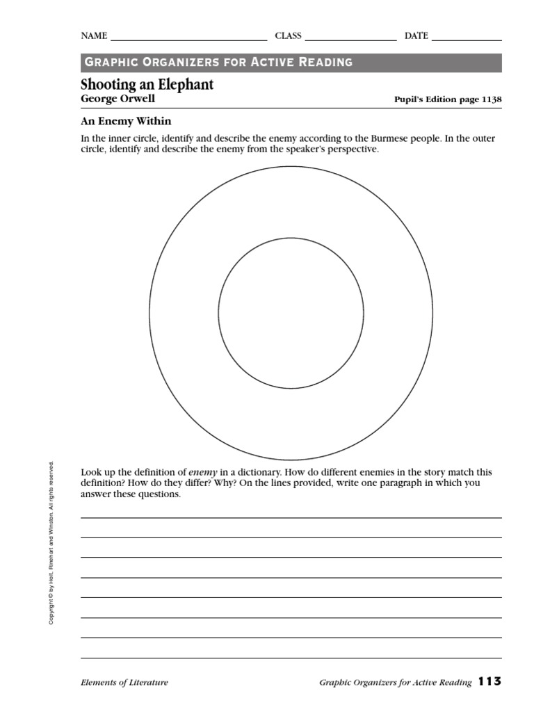 Shooting An Elephant Graphic Organizer at Edward Raleigh blog