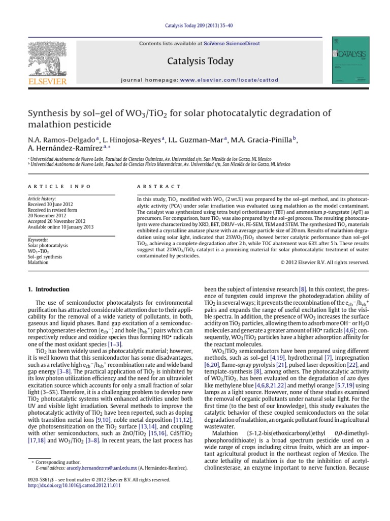 Synthesis by Sol-Gel of WO3 TiO2 For Solar Photocatalytic Degradation ...