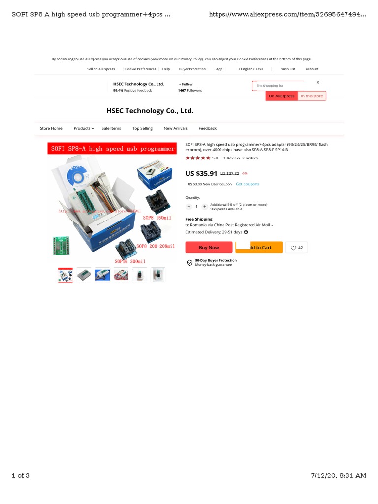 HSEC Technology Co., LTD.: SOFI SP8 A High Speed Usb Programmer+4pcs .. | PDF | Computing | Science