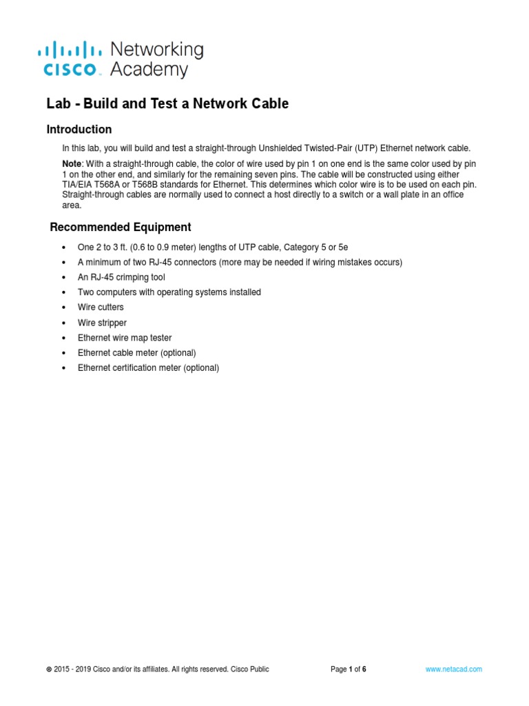 Build and Test a Network Cable (40 | PDF | Ip Address | Internet ...