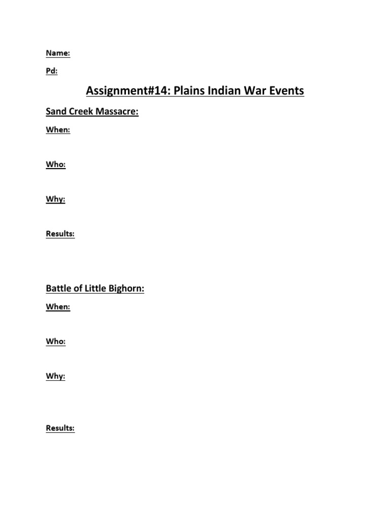 Plains Indian War Events | PDF