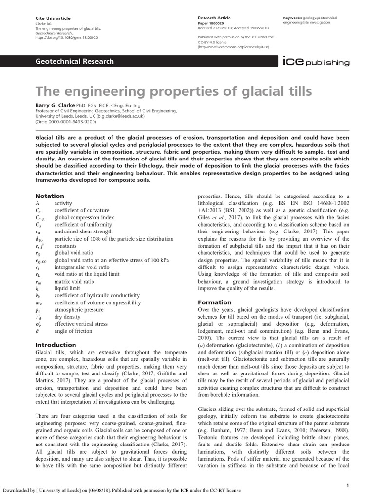 The Engineering Properties of Glacial Till PDF | PDF | Glacier | Silt