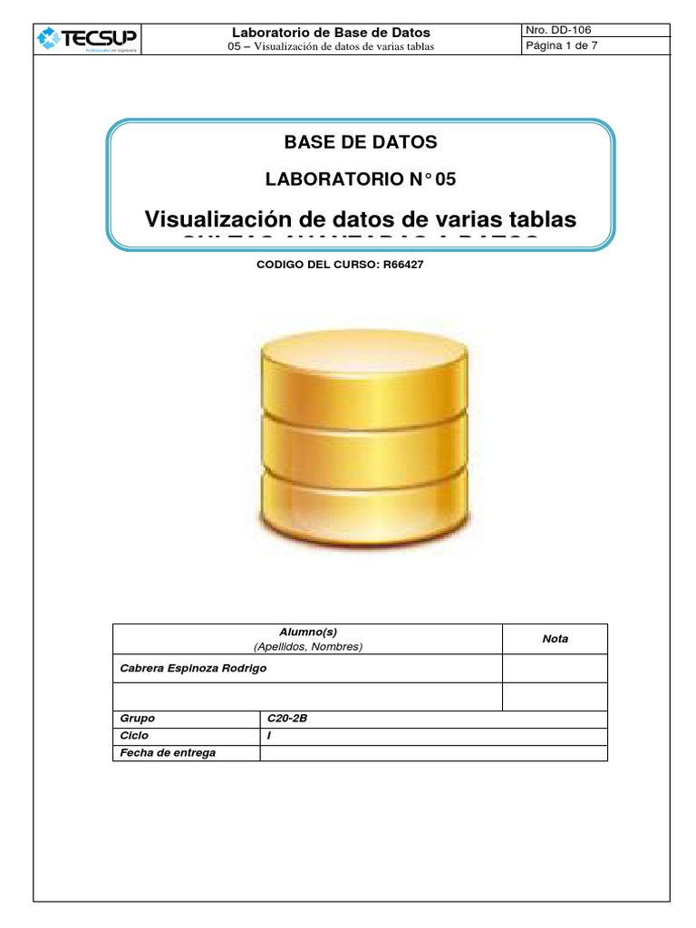 05 - Visualización de Datos de Varias Tablas | PDF | SQL | Bases de datos