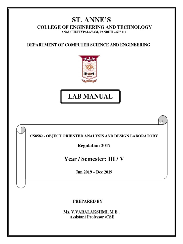 Cs8582-Object Oriented Analysisand Design Laboratory-46023968-Cs8582 - Ooad Lab | PDF ...