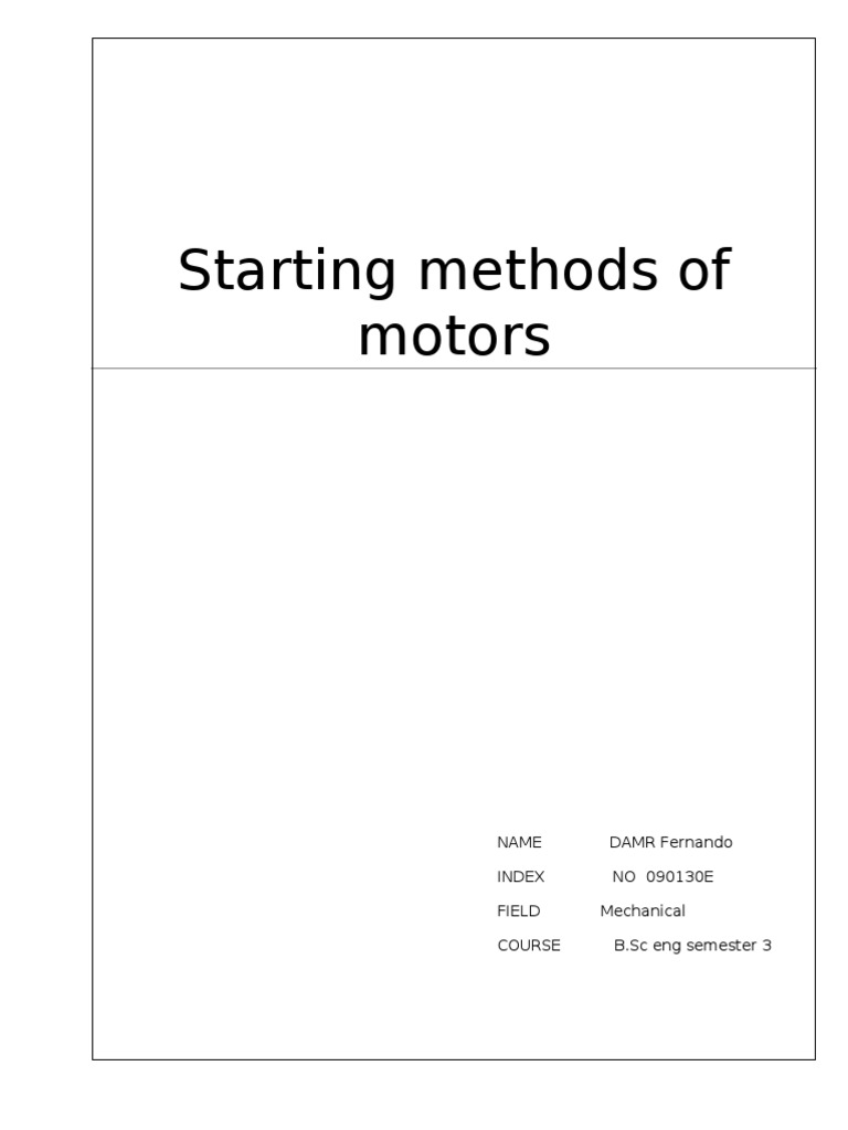 Starting Method of Motors | PDF | Electric Motor | Manufactured Goods