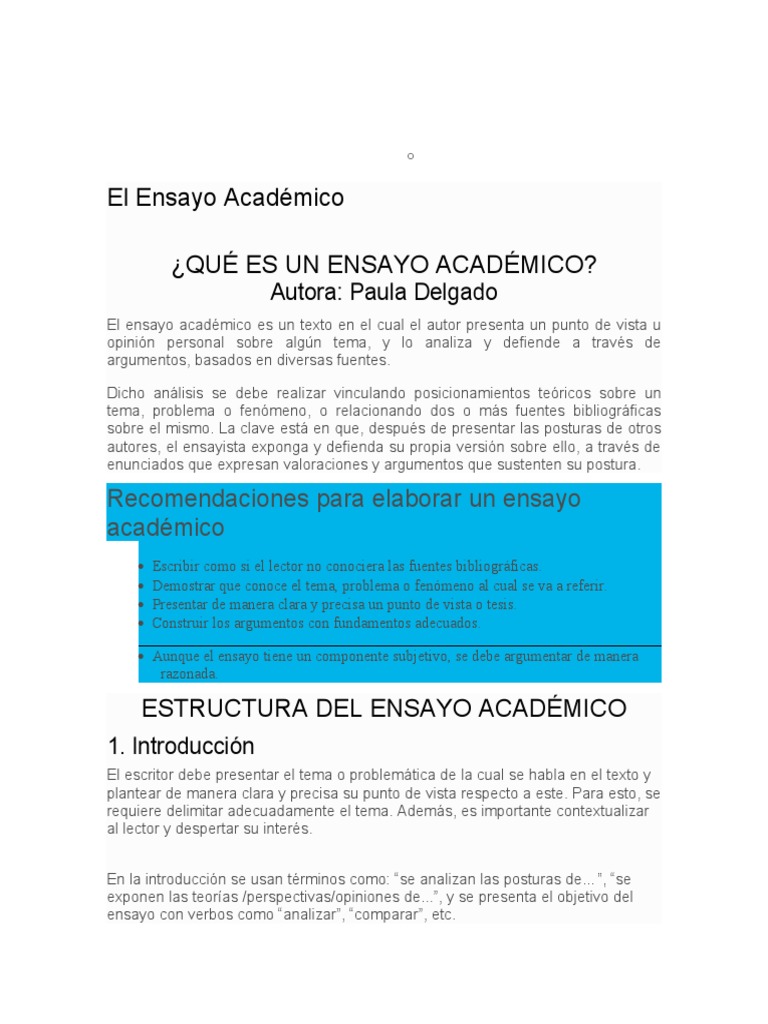 Guía para Escribir un Ensayo Académico | PDF | Ensayos | Science