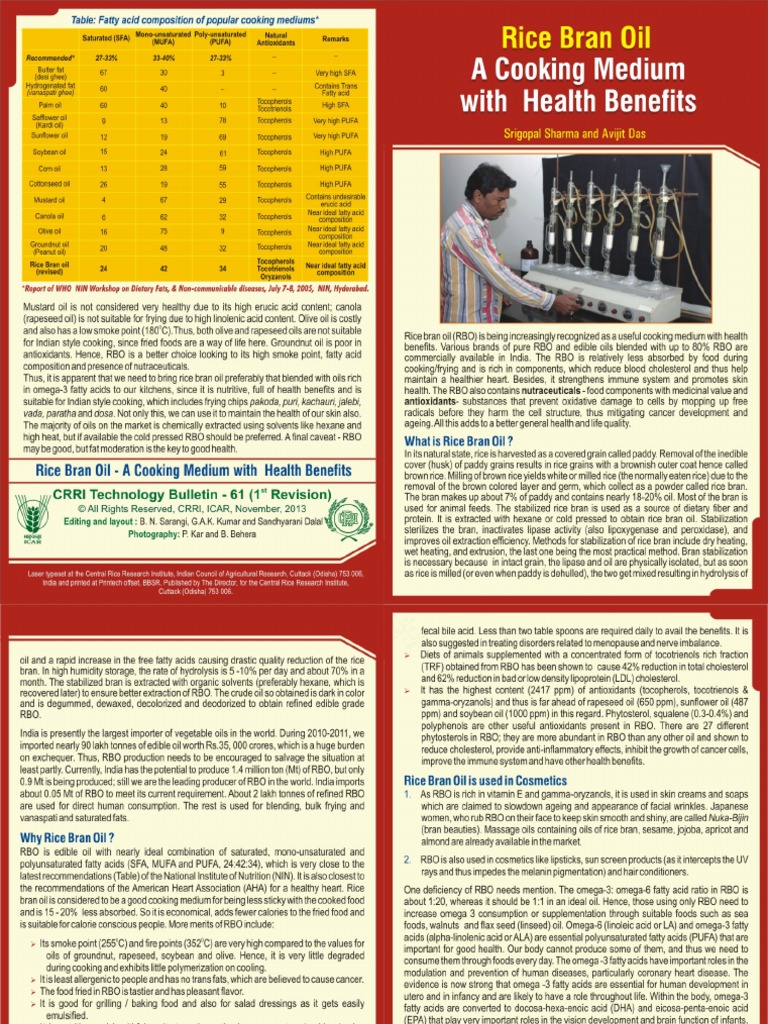 Rice Bran Oil - A Cooking Medium With Health Benefits - English | PDF
