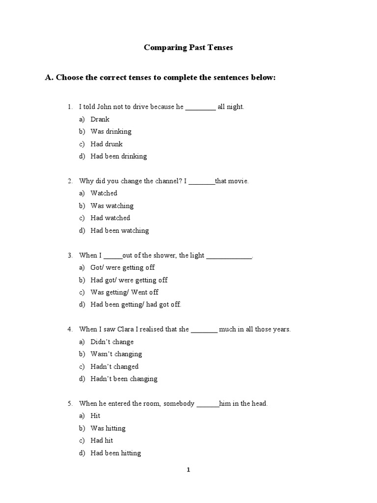 Comparing Past Tenses | PDF