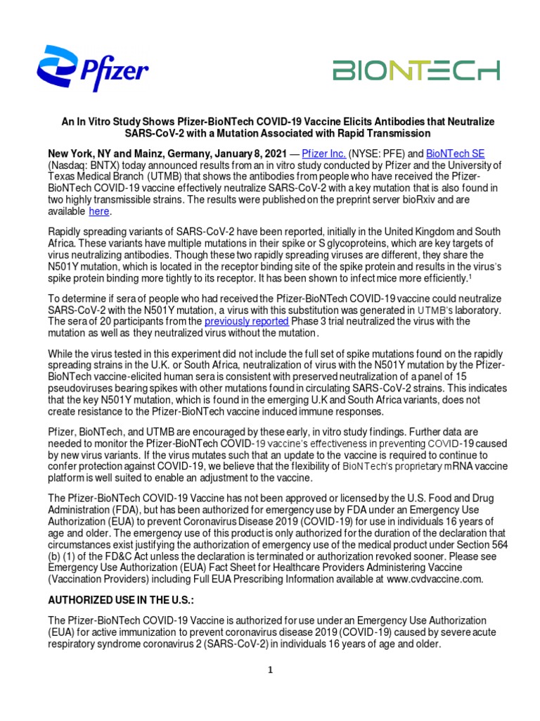 Pfizer Inc. Biontech Se | PDF | Clinical Medicine | Health Sciences