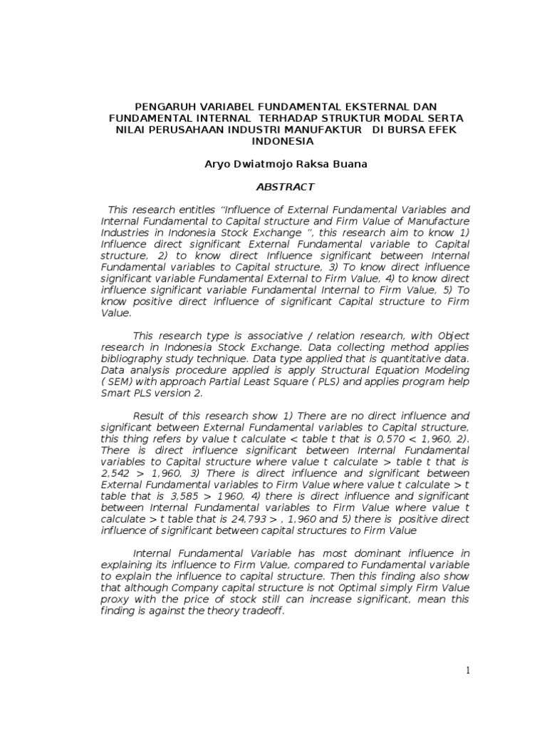 PENGARUH VARIABEL FUNDAMENTAL EKSTERNAL DAN FUNDAMENTAL INTERNAL ...